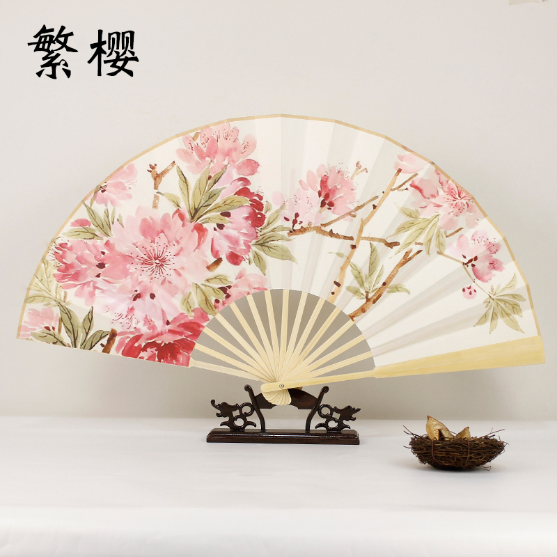 Chinese Style Folding Fan Printed Ink Painting Paper Bamboo