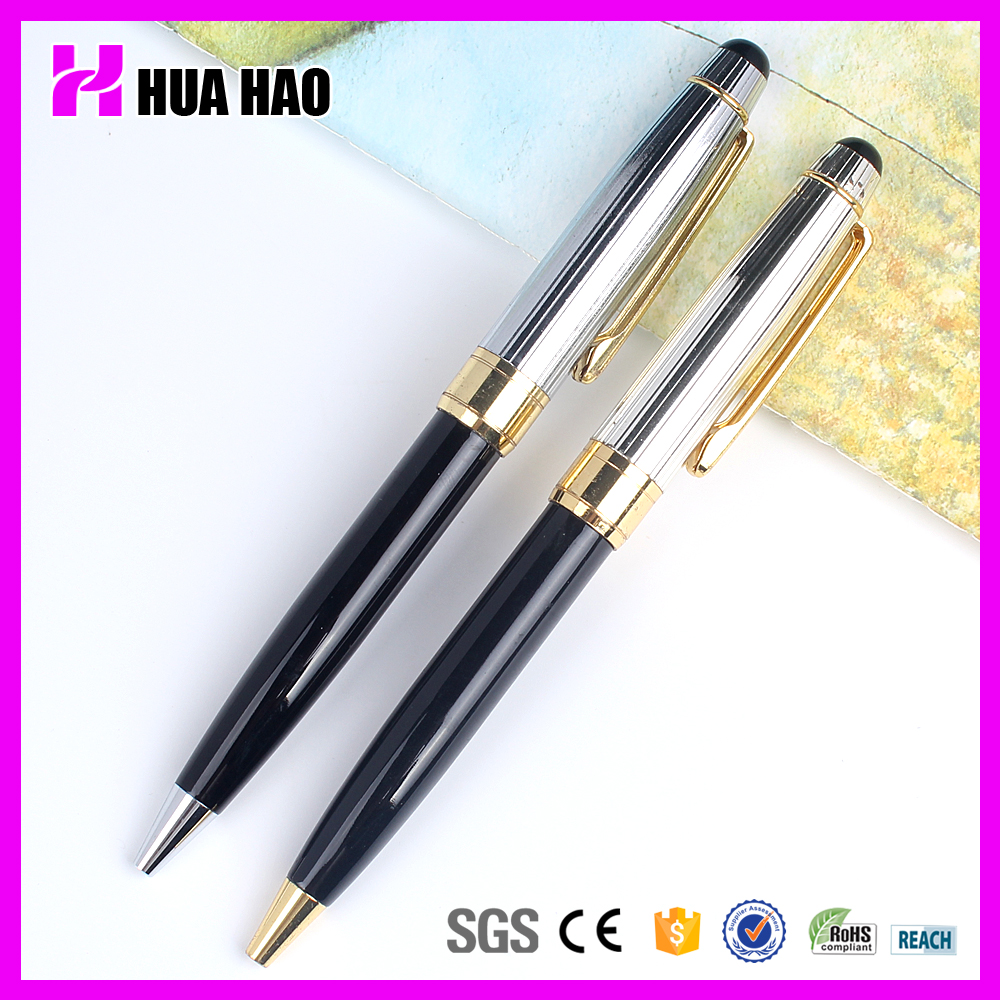 Metal ballpoint pen with company logo engraved