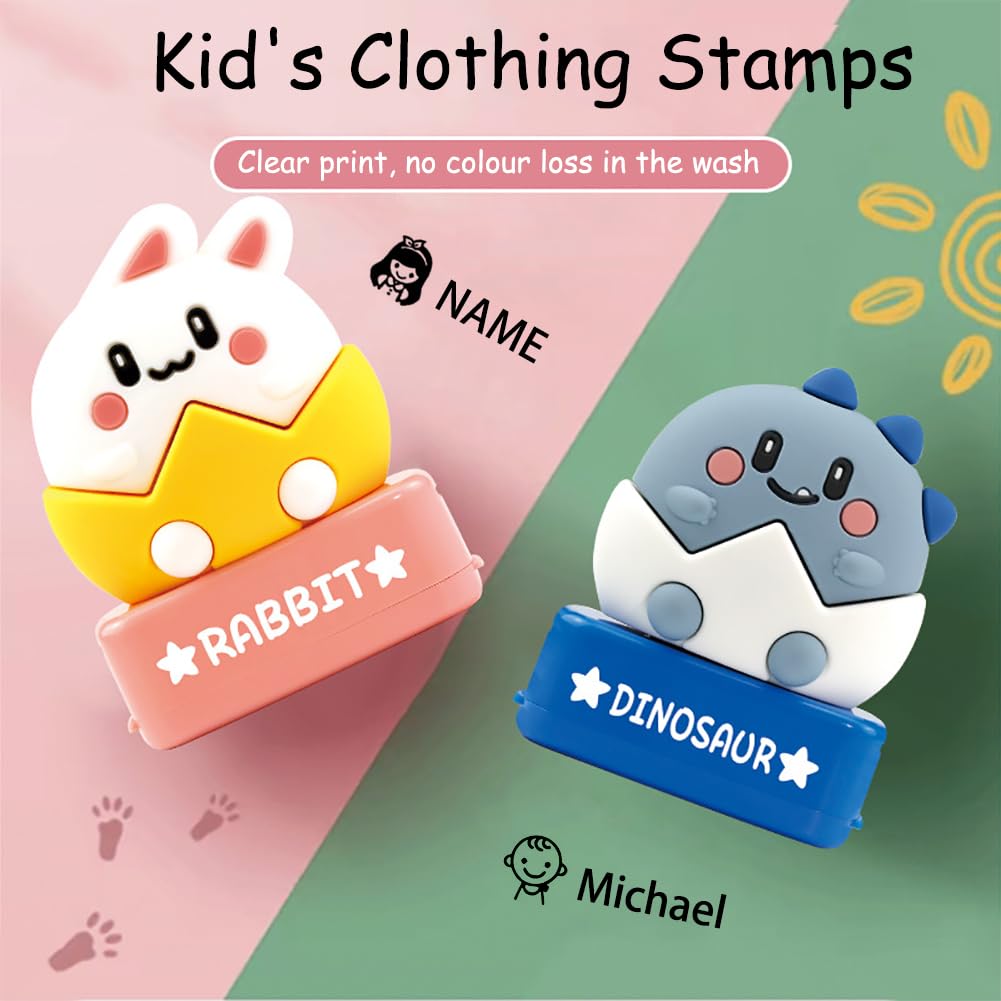 Cute Animal Clothing Name Stamp Chick Dinosaur Rabbit