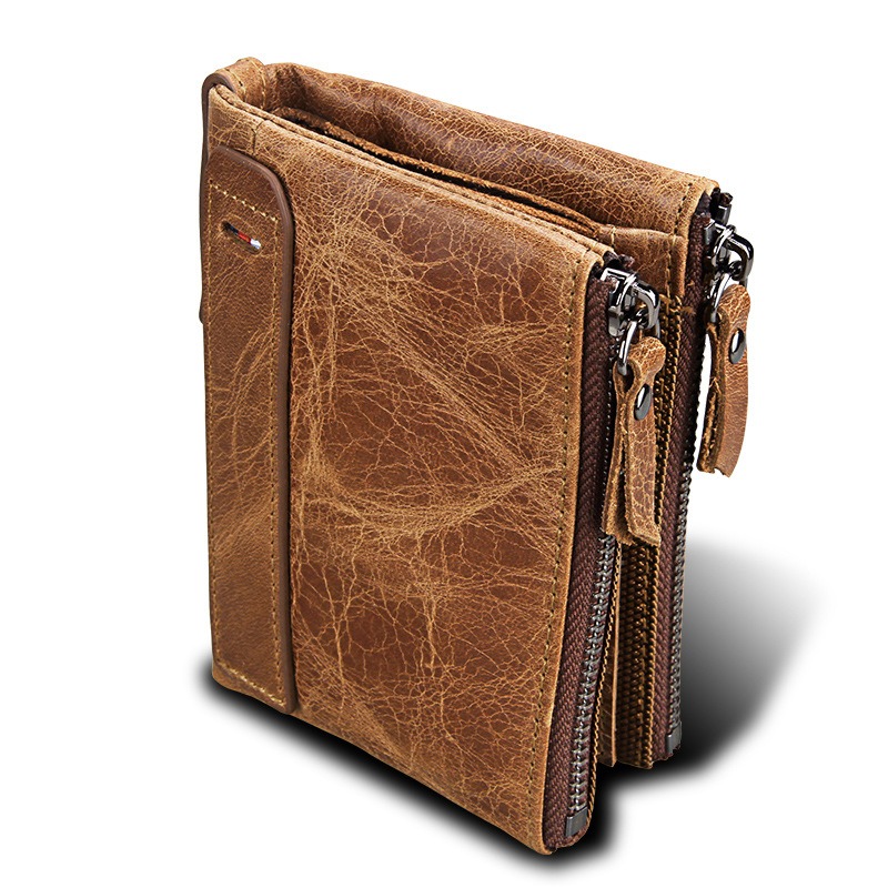 Retro Bifold Genuine Leather Wallets, RFID Blocking, Wholesale