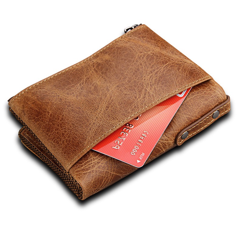 Retro Bifold Genuine Leather Wallets, RFID Blocking, Wholesale