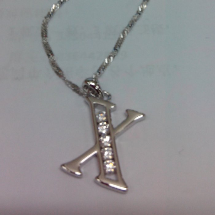 Sterling Silver Alphabet Necklace, Letter S T U V W X Y Z