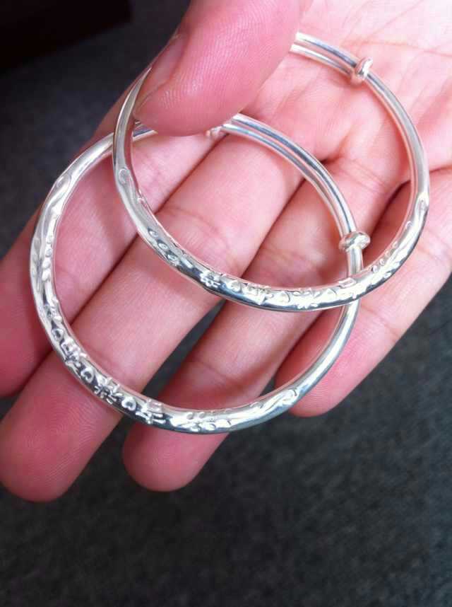 Childrens Fine Silver Bangles, Real 999 Kids Silver Bangles