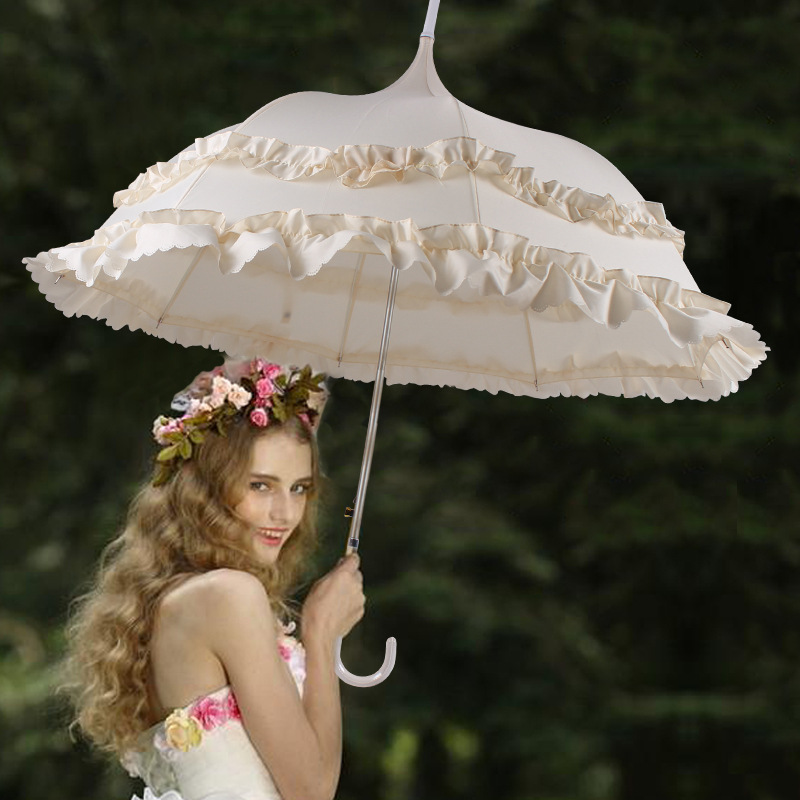 Double Frill Ruffle Pagoda Umbrellas Princess Girl Selfie Cosplay Props